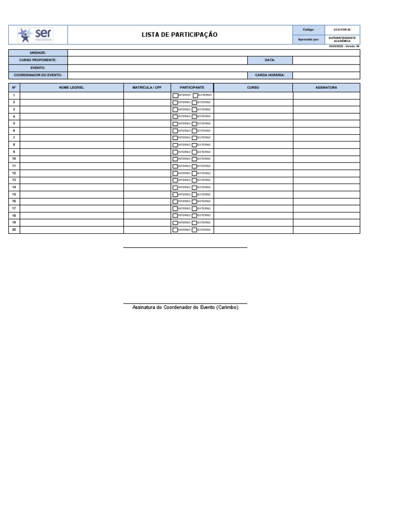 CCG For 52 Lista de Participação | PDF