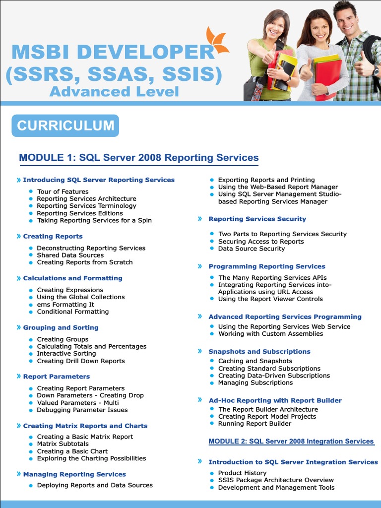 Msbi Developer (SSRS, Ssas, Ssis) : Advanced Level | PDF | Microsoft Sql Server | Data Management