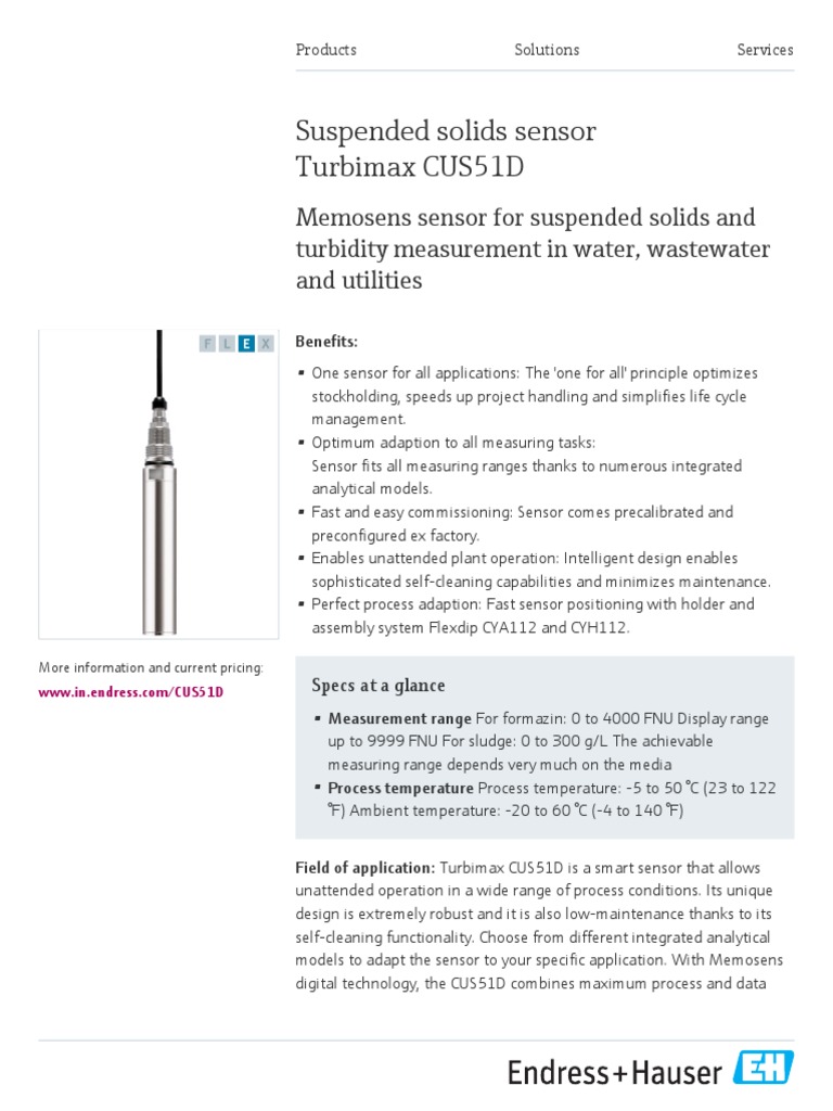 Endress-Hauser Turbimax CUS51D en | PDF | Sensor | Sewage Treatment