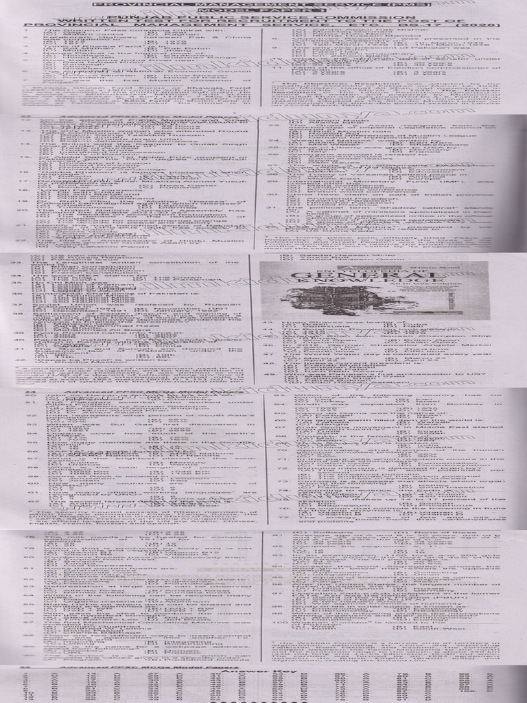 Past Paper 2020 PPSC Punjab Public Service Commission Department PMS BS ...