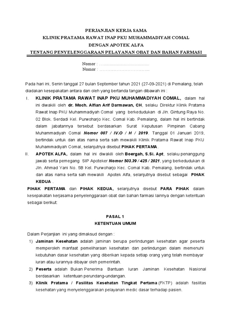 Perjanjian Kerja Sama | PDF