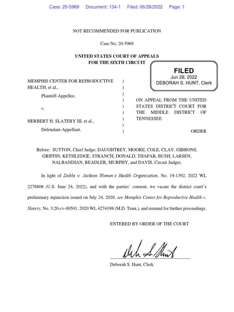 Sixth Circuit Order Vacating PI | PDF