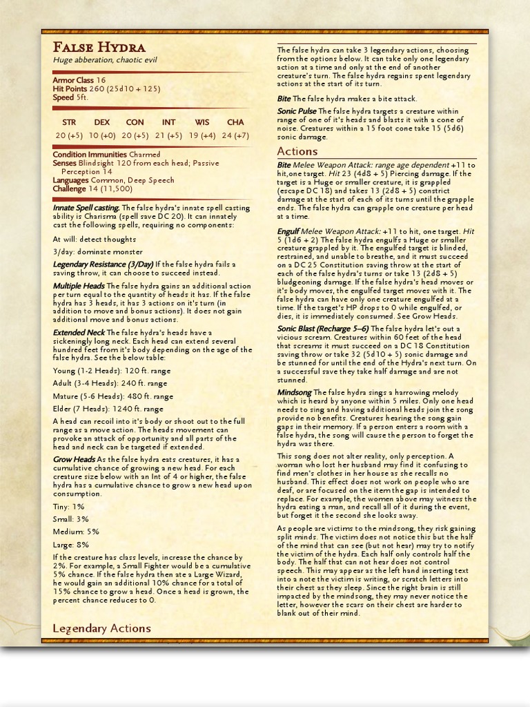 False Hydra Stats CR14 | PDF
