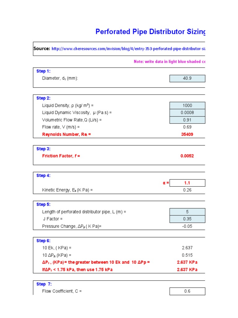 Perforated Pipe Distributor Sizing Calculations | PDF | Fluid Dynamics ...