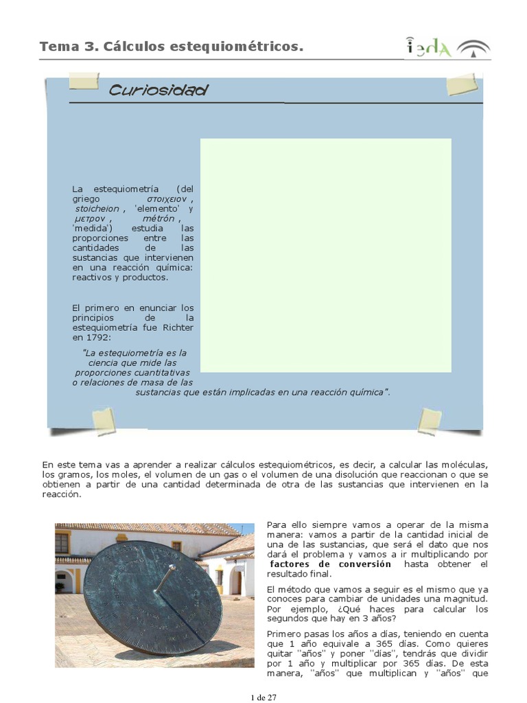QU U4 T3 Contenidos v02 | PDF | Estequiometría | Mole (Unidad)