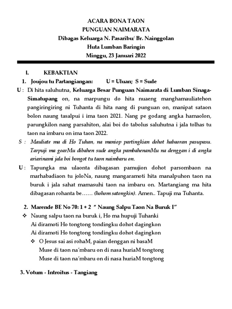 ACARA BONA TAON Naimarata | PDF