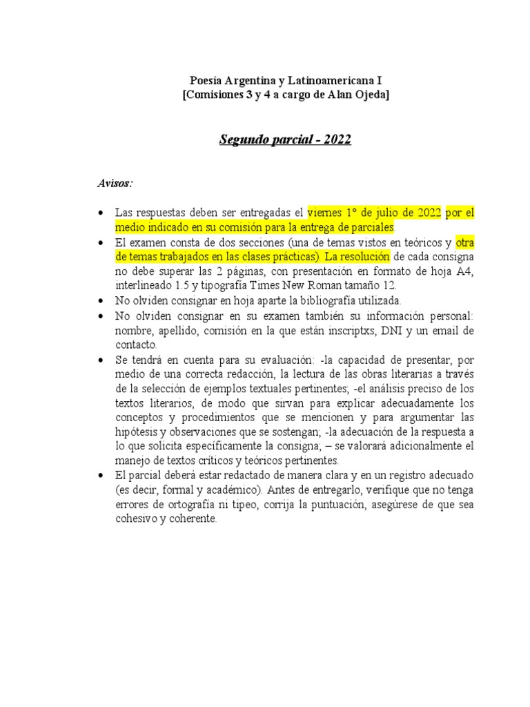 Modelo 2do Parcial - 2 Consignas | PDF | Prueba (evaluación) | Teoría