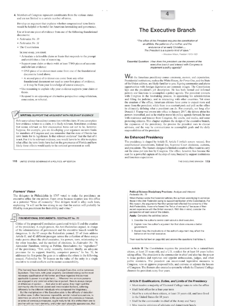 AMSCO Chapter 4 - Presidency | PDF