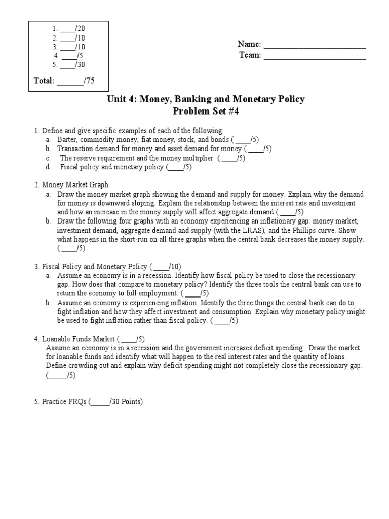 AP Macro Problem Set 4 | PDF | Business | Social Science