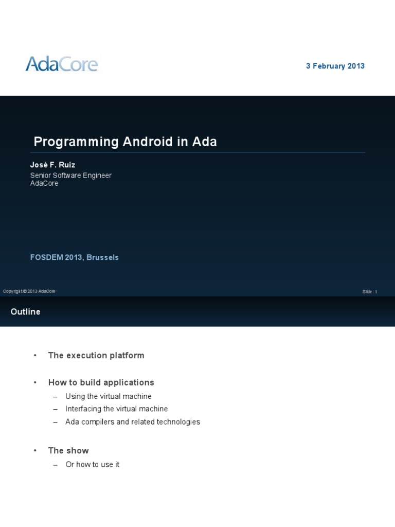 Programming Android in Ada: 3 February 2013 | Download Free PDF | Java (Programming Language ...