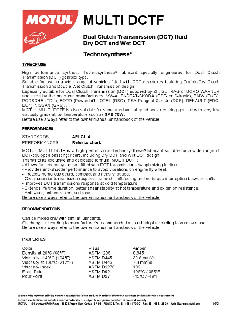 Multi DCTF: Dual Clutch Transmission (DCT) Fluid Dry DCT and Wet DCT ...