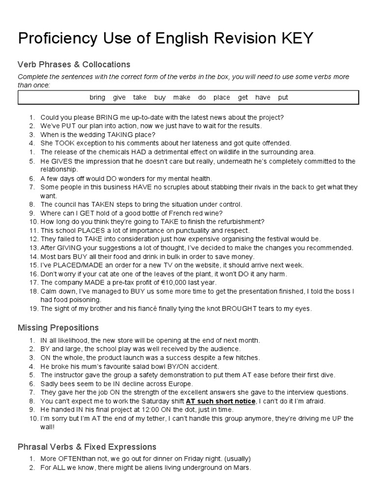 C2 Use of English Answer Key | PDF