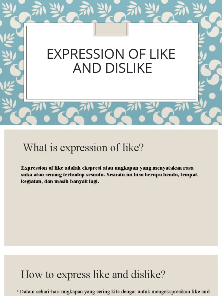 How To Expressing Like and Dislike | PDF