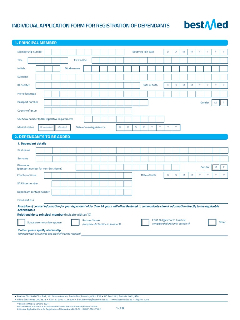 Individual Application Form For Registration of Dependants V302 ...