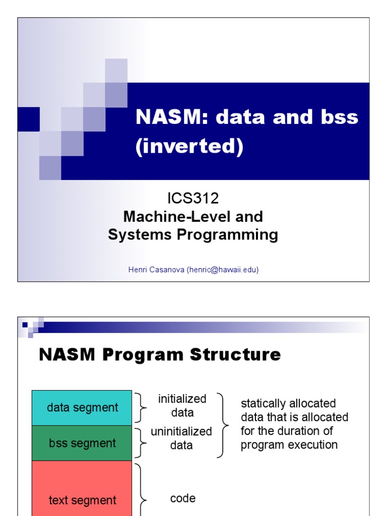 Ics312 - Nasm - Data - BSSPPT BUENOS | PDF | Assembly Language | Computing