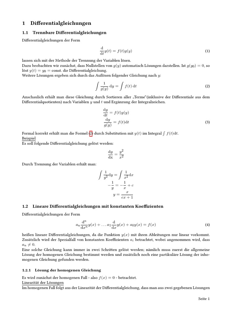 1.1 Trennbare Differentialgleichungen | PDF