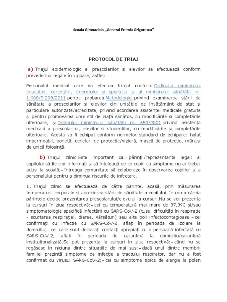 Protocol de Triaj | PDF