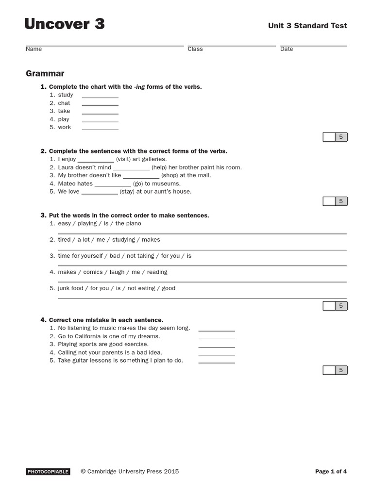 U3Test Unit 3 Standard | PDF