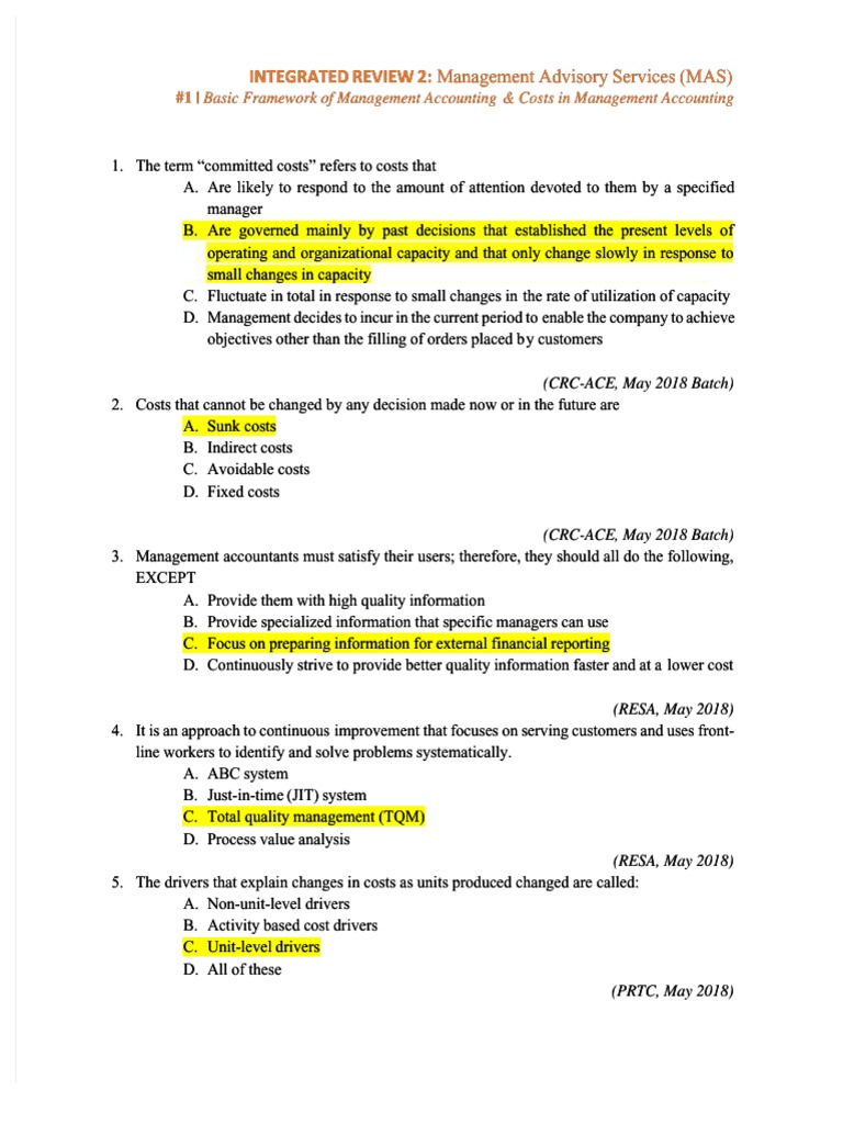 PDF Mas Reviewer PDF | PDF | Management Accounting | Accounting