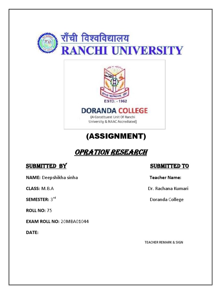 Opration Research: (Assignment) | PDF