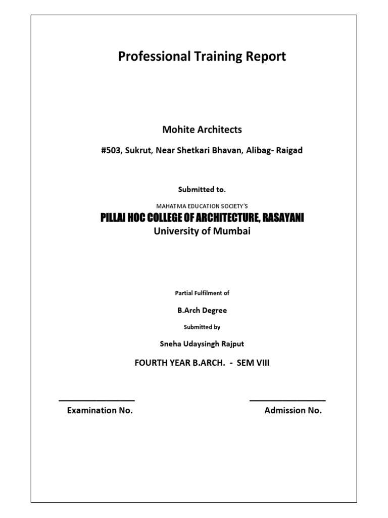 Professional Training Report: Mohite Architects | PDF | Architect