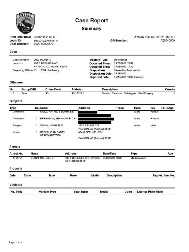 Payson Police Report | PDF | Criminal Law | Crimes