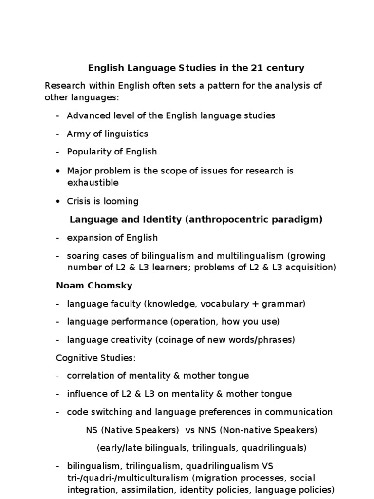 English Language Studies in The 21 Century | PDF | Multilingualism ...