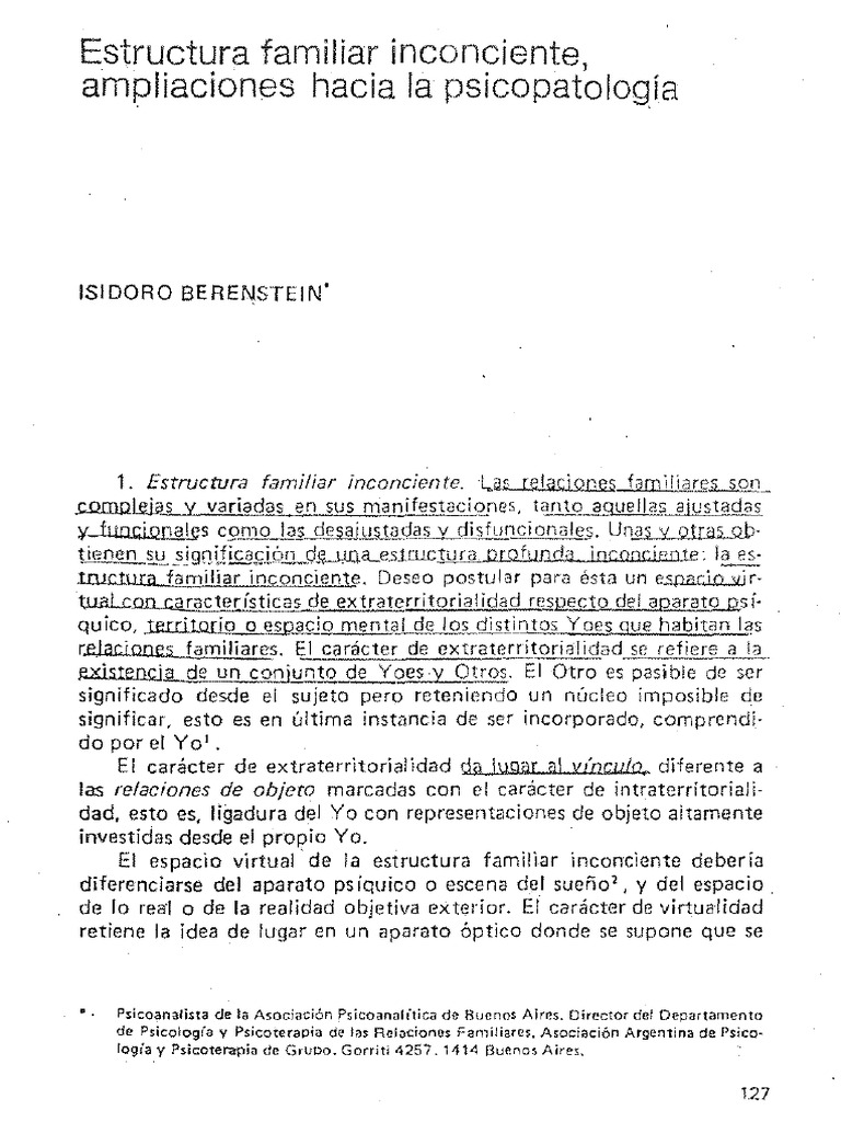 Berenstein - La Estructura Familiar Inconciente Pag 127 A 141 | PDF ...