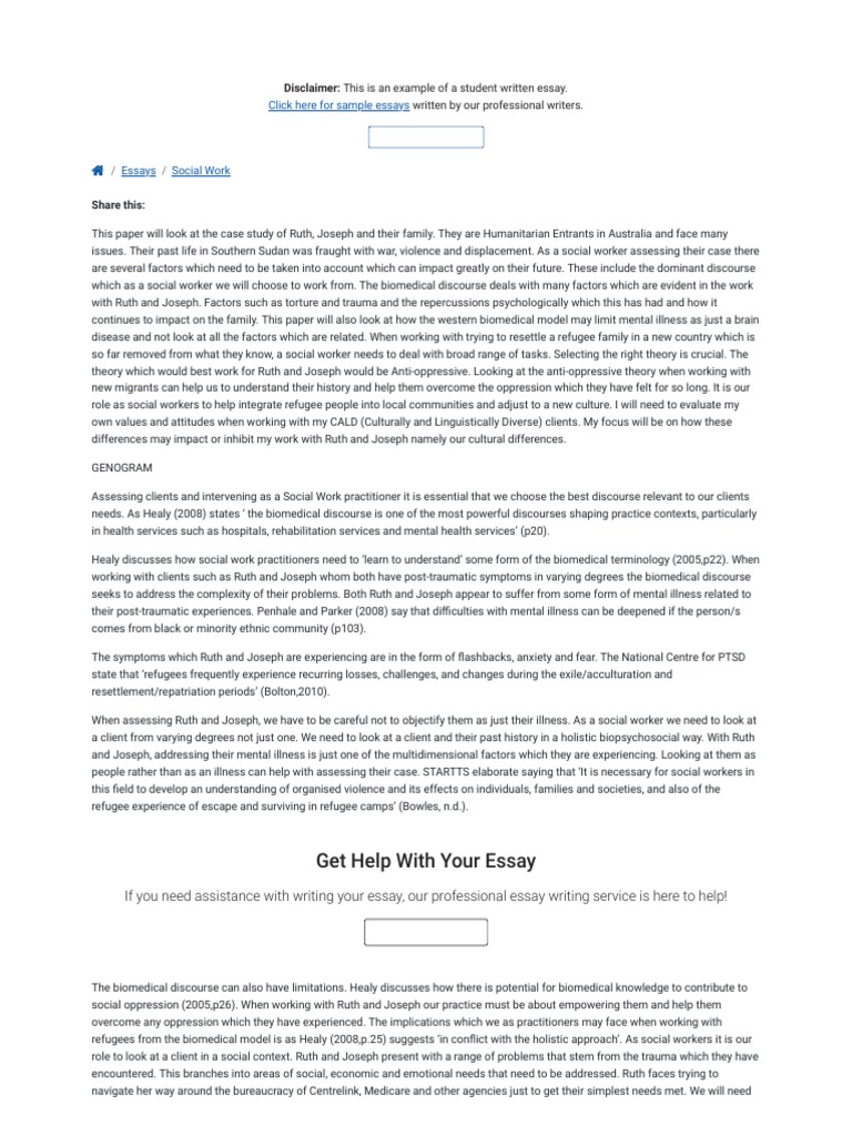 Individual and Family Assessment Case Study Social Work Essay | PDF ...