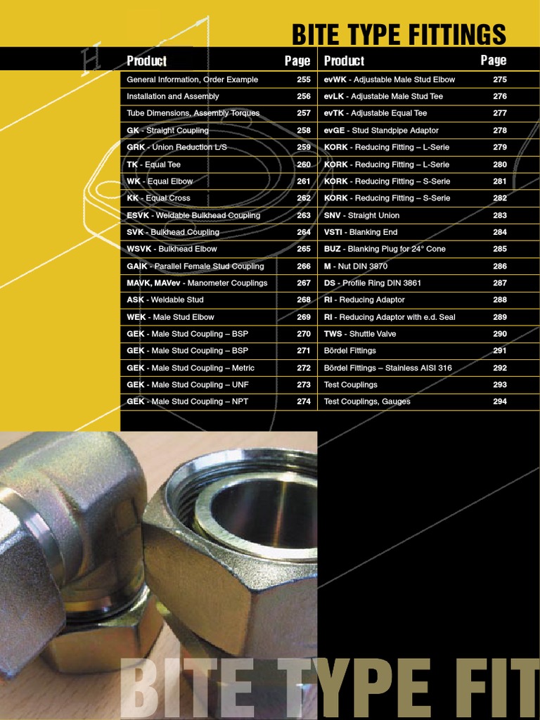 Bite Type Fittings | PDF | Pipe (Fluid Conveyance) | Nut (Hardware)