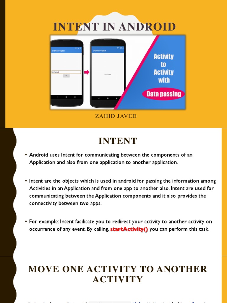 Intent in Android | PDF | Android (Operating System) | Application Software