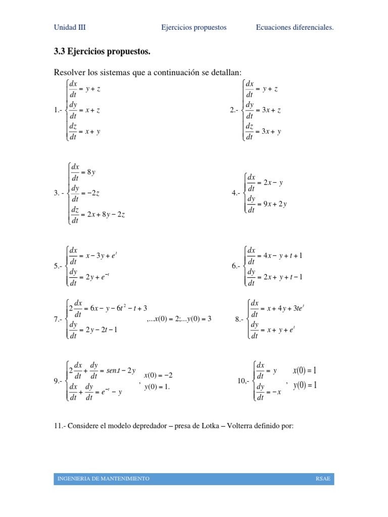 Ejercicios Propuestos Unidad Iii Pdf Objetos Matemáticos Ecuaciones