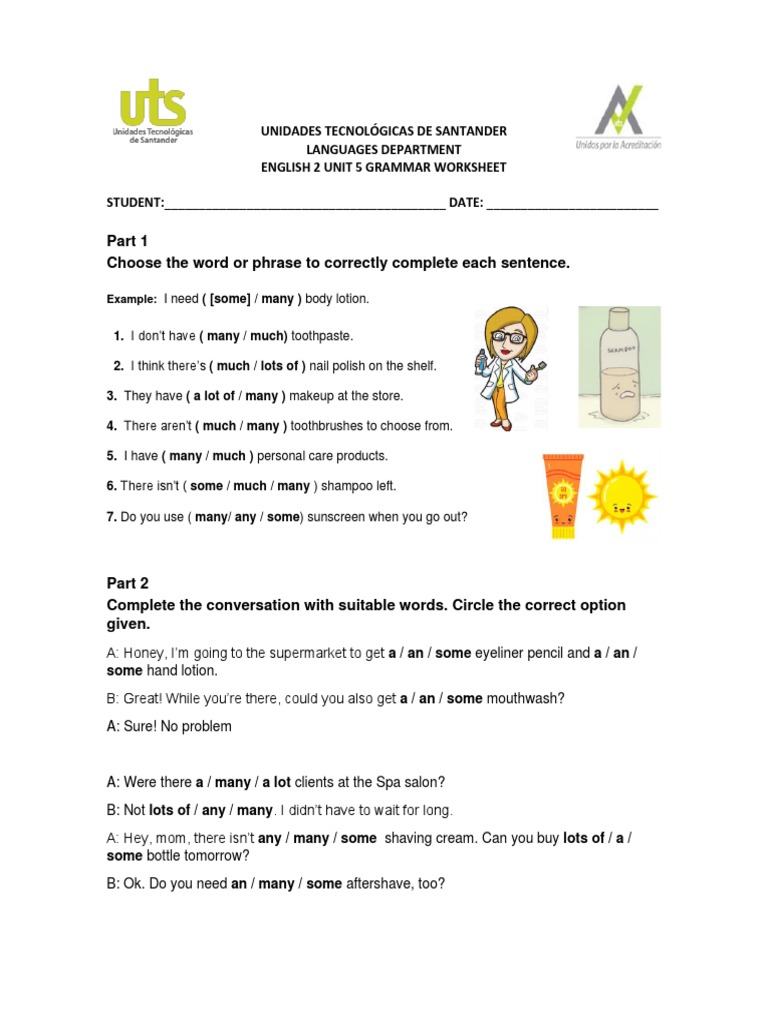 Grammar Worksheet - Unit5 - 2022 | PDF