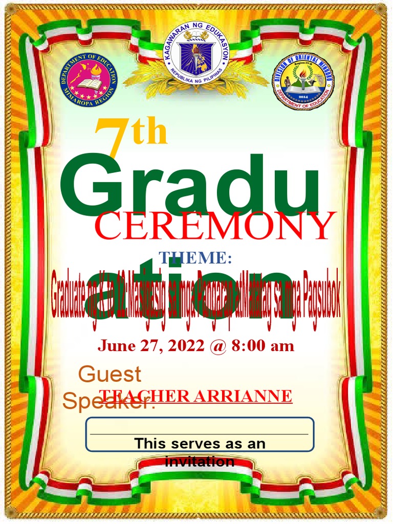 GRADUATION CEREMONY PROGRAM 2022 by Teacher Arrianne | PDF