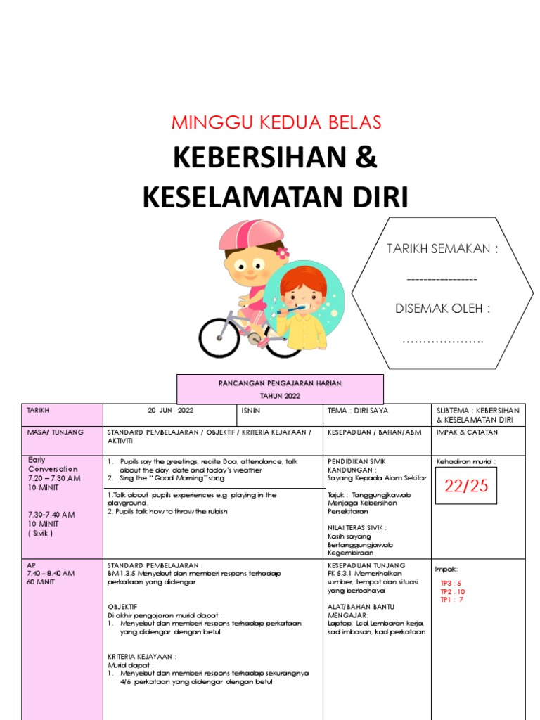 RPH M12 Tema Kebersihan & Keselamatan Diri | PDF