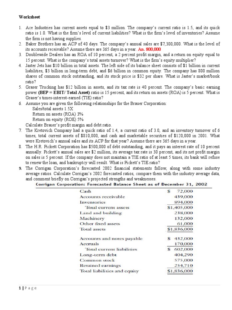 Worksheet 1 | PDF | Equity (Finance) | Balance Sheet
