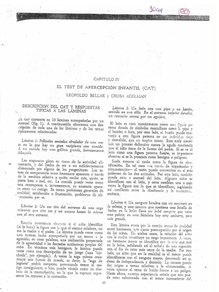 BELLAK. El Test de Apercepción Infantil | PDF