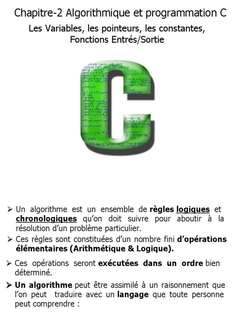 Algorithme Pro Chap2 | PDF | Pointeur (programmation) | Variable (informatique)