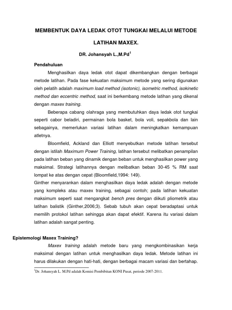 Membentuk Daya Ledak Otot Tungkai Melalui Metode Latihan Maxex Oleh Dr ...