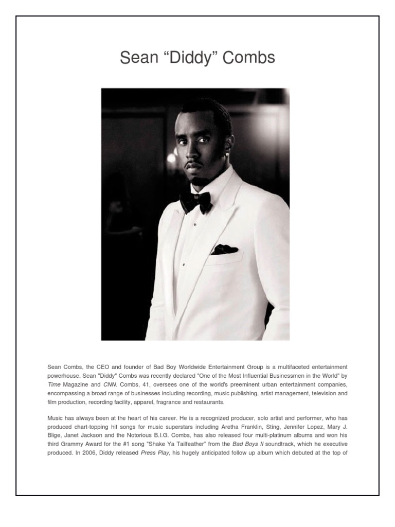 Sean Combs Bio | PDF | Leisure | Entertainment (General)