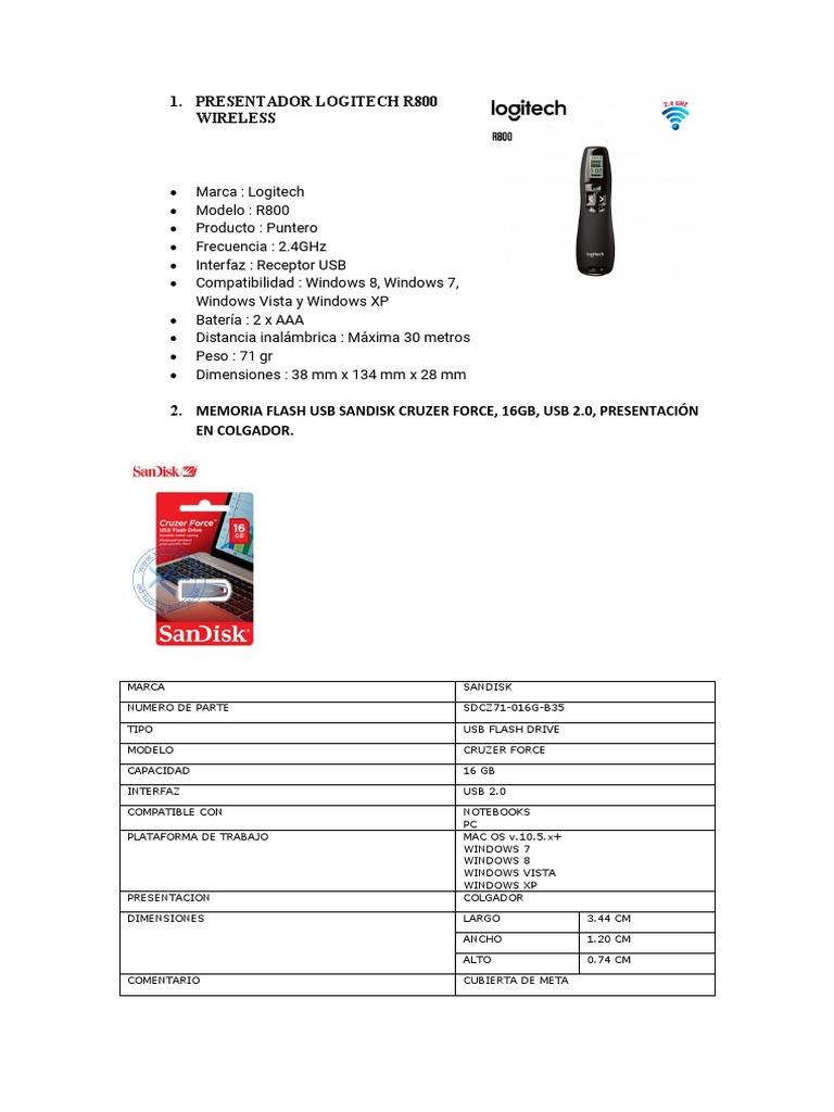 Presentador Logitech r800 Wireless | PDF