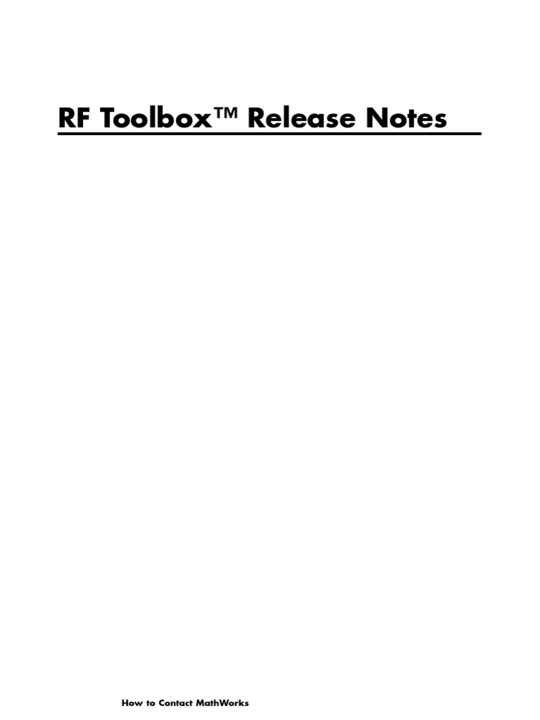 RF Toolbox™ Release Notes | PDF | Software Bug | Amplifier