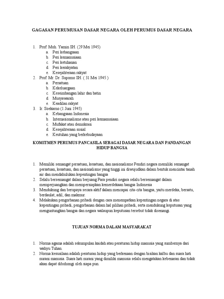Gagasan Perumusan Dasar Negara Oleh Perumus Dasar Negara | PDF
