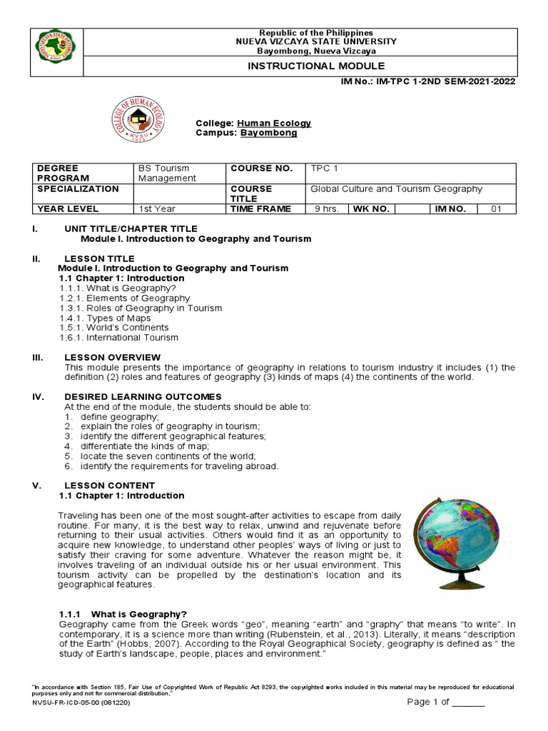 Chapter 1 - Global Culture and Tourism Geography | PDF | Longitude ...