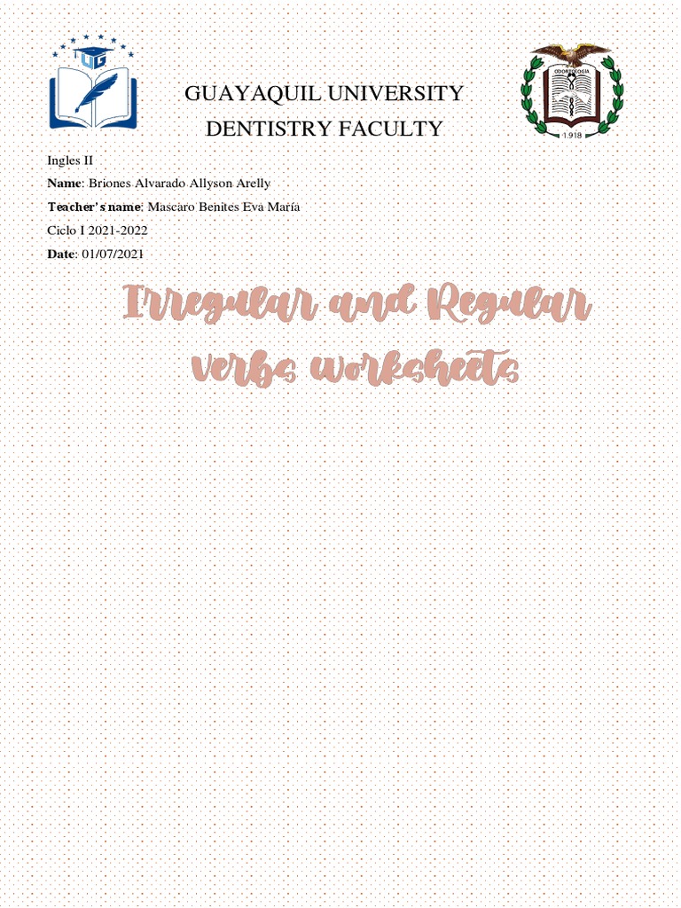 Irregular and Regular Verbs Worksheets | PDF