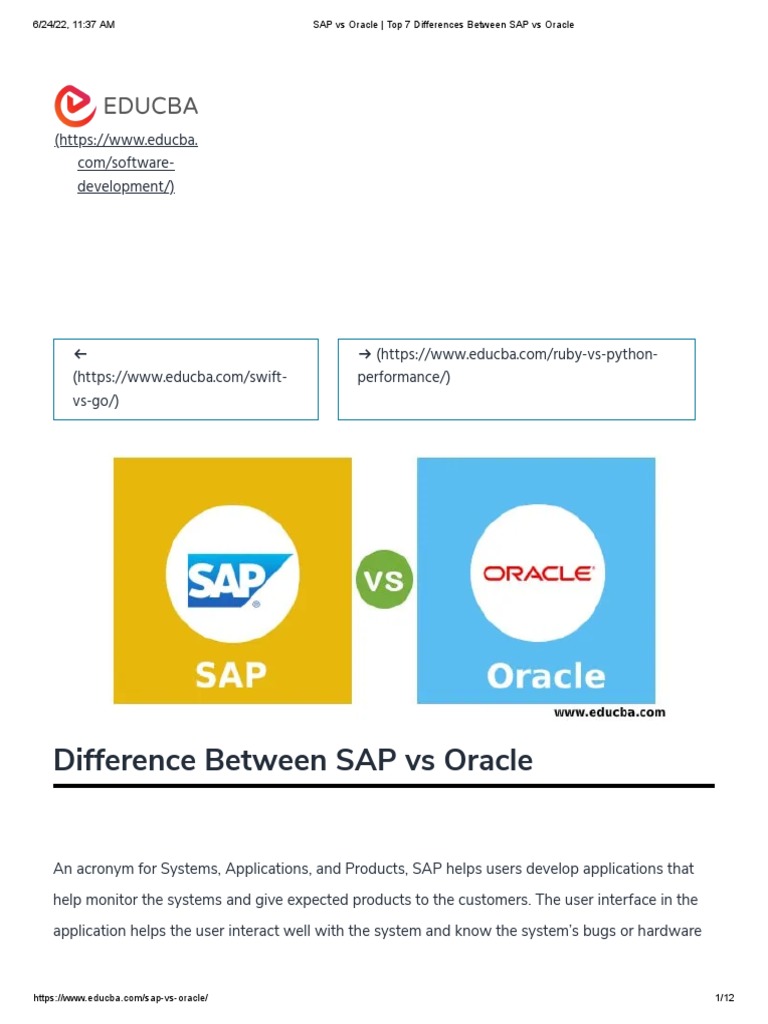 SAP Vs Oracle - Top 7 Differences Between SAP Vs Oracle | PDF | Oracle ... SAP Vs Oracle - Top 7 Differences Between SAP Vs Oracle | PDF | Oracle ...