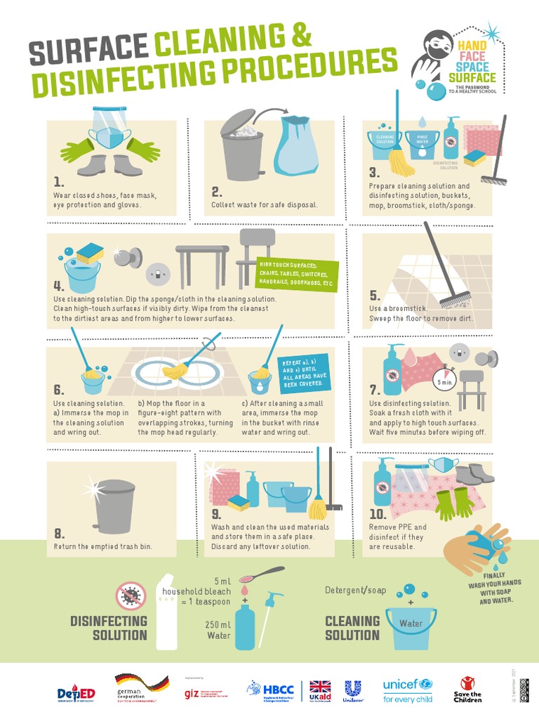 Surface Cleaning & Disinfecting Guide | PDF | Public Health | Cleaning