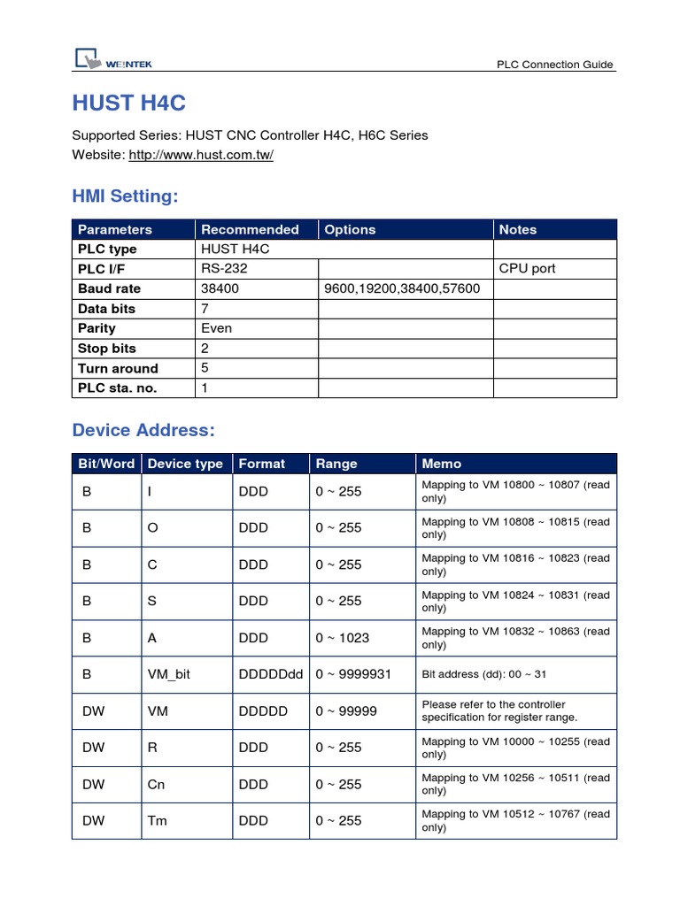 Hust H4C: HMI Setting | PDF | Office Equipment | Computer Hardware