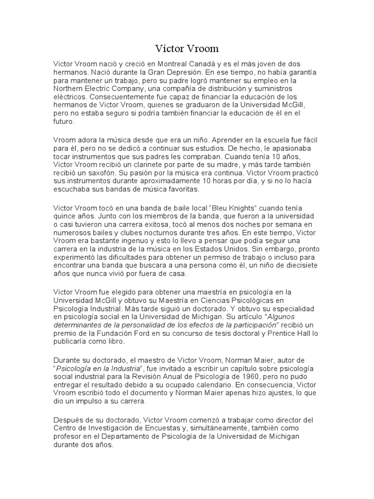 Biografía de Víctor Vroom | PDF | Sicología | Doctorado