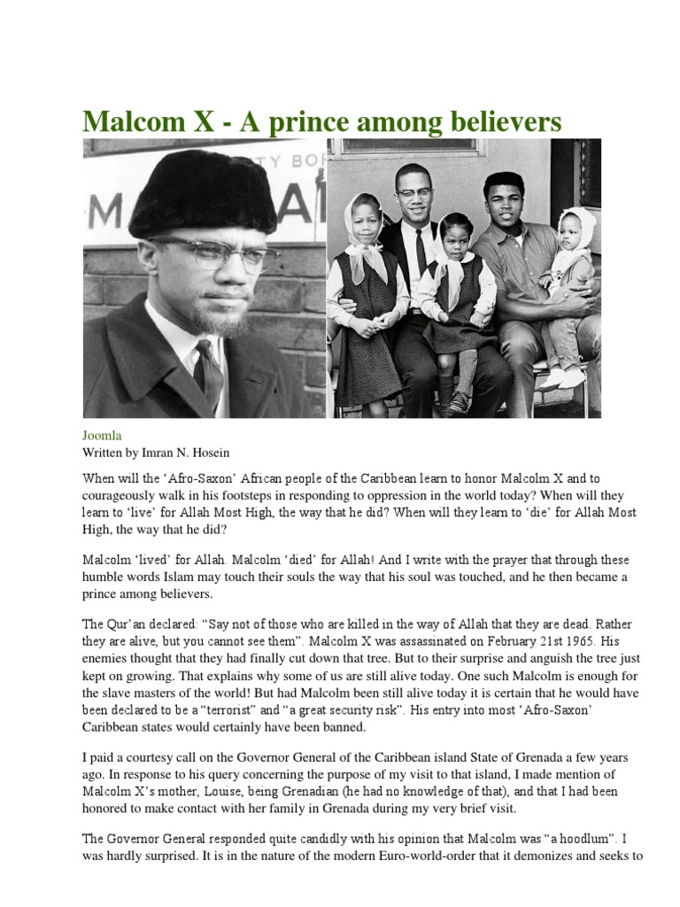 Malcom X by Shiek Imran Hosein | PDF | Malcolm X | Slavery